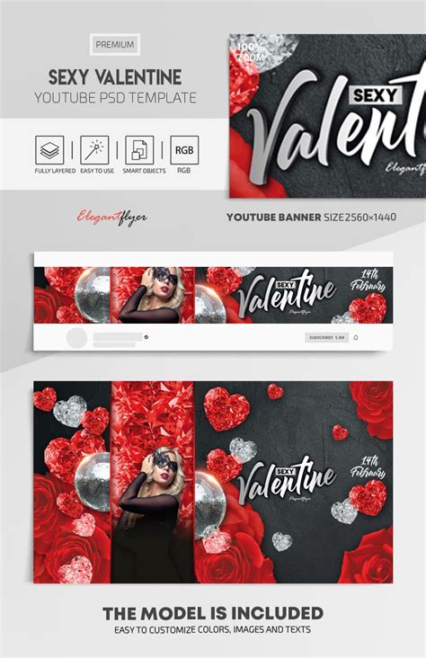 Plantilla Psd Del Banner Del Canal De Youtube Sexy Valentine