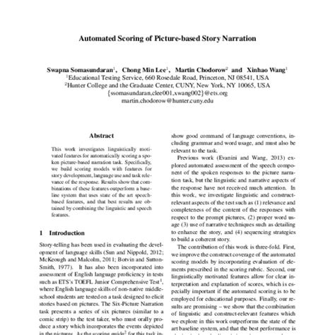 Automated Scoring Of Picture Based Story Narration Acl Anthology