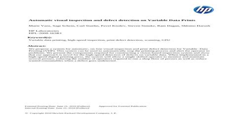 Automatic Visual Inspection And Defect Detection On · Pdf File1
