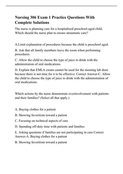 Nurs 306 West Coast University Nursing 306 Exam 1 Practice Questions