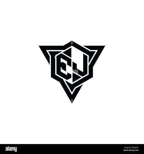 Ej Letter Logo Monogram Hexagon Shape With Triangle Outline Sharp Slice Style Design Template