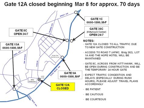 Base Announces Alternate Gate Plan Due To Construction Project Wright