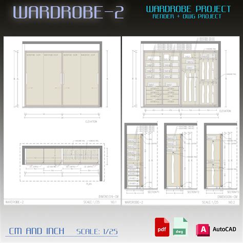 Wardrobe Project Dwg Wardrobe 3d Render Wardrobe Design Wardrobe Architectural Drawing