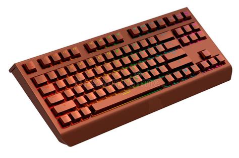 Realistic Computer Keyboard With Copper Chrome Texture Isolated On