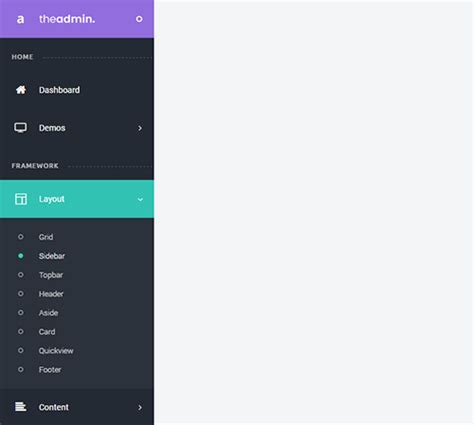 Sidebar With Light Skin TheAdmin