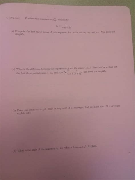 Solved Consider The Sequence An Infinity N1 Defined By An