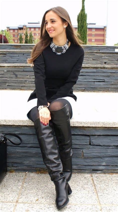 Pin By Buuts Overknees On The West Fashion Otk Boots Outfit Otk Boots Outfit Black Knee
