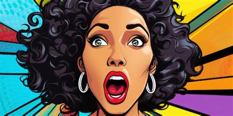 Premium AI Image Vibrant Comic Illustration Of A Black Woman Shouting