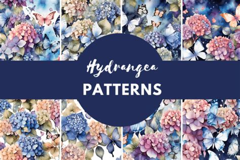 Watercolor Hydrangea Pattern Graphic By Andreea Eremia Design