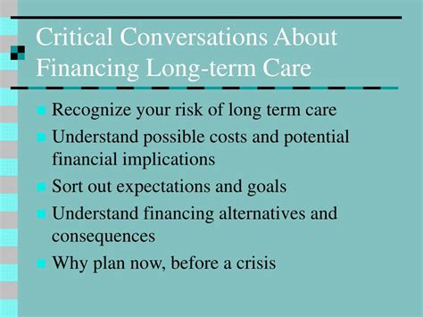 Ppt Critical Conversations About Financing Long Term Care Powerpoint