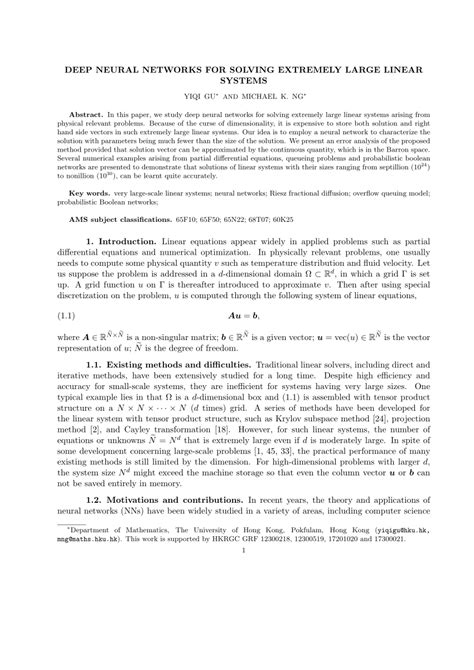 Pdf Deep Neural Networks For Solving Extremely Large Linear Systems