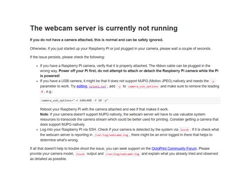 feedback for the latest camera streamer based webcam stack build