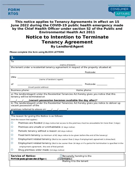 Notice To Terminate Tenancy Agreement Doc Template Pdffiller