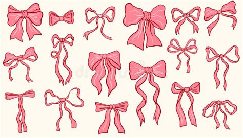 Hand Drawn Coquette Ribbon And Bow Vintage Coquette Bows Stock Vector