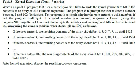 Solved Task 3 Kernel Execution Total 7 Marks Write An