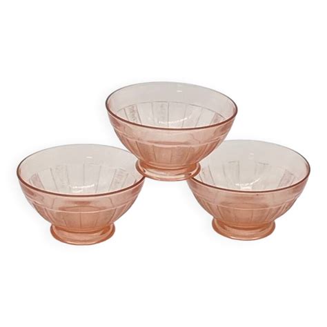 Trio De Bols Anciens Vintage Duralex France Rose Rosé Selency