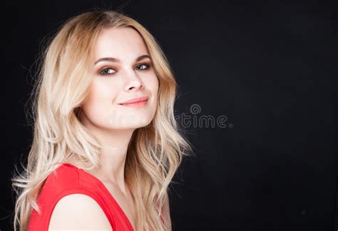 Beautiful Smiling Woman With Long Blonde Hair Stock Image Image Of