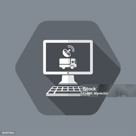 위성 제어와 트럭컴퓨터 응용 프로그램벡터 평면 아이콘 교통수단에 대한 스톡 벡터 아트 및 기타 이미지 교통수단 내비게이션 대형 Istock