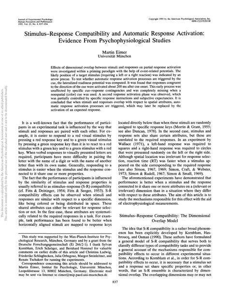 Stimulus Response Compatibility And Automatic Response Activation