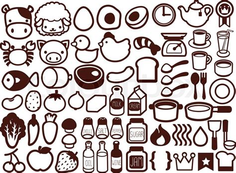 50 Speisen Und Getränke Icon Stock Vektor Colourbox