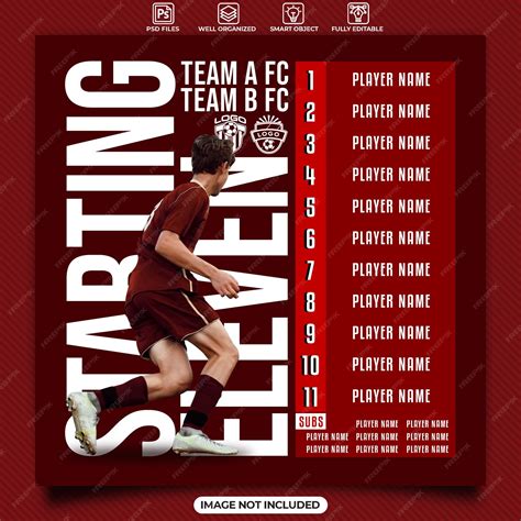 Plantilla De Publicación De Redes Sociales Del Equipo De Fútbol Once