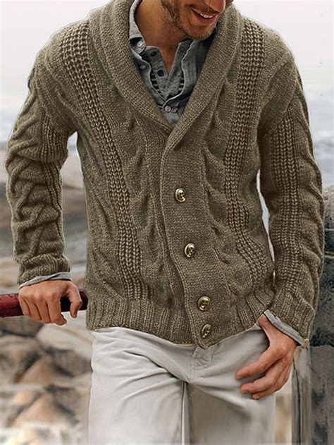 Kkboxly Plus Size Mens Solid Casual Autumnwinter Loose Top Knit