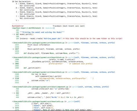 A Pyomo Runtimeerror Stack Overflow