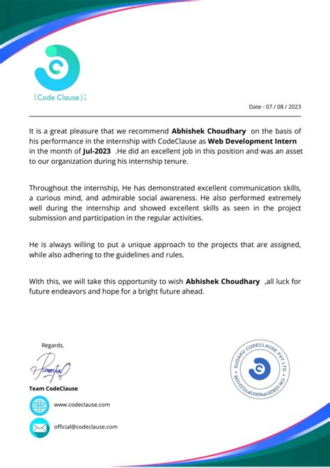 abhishek choudhary on linkedin letterofrecommendation codeclause
