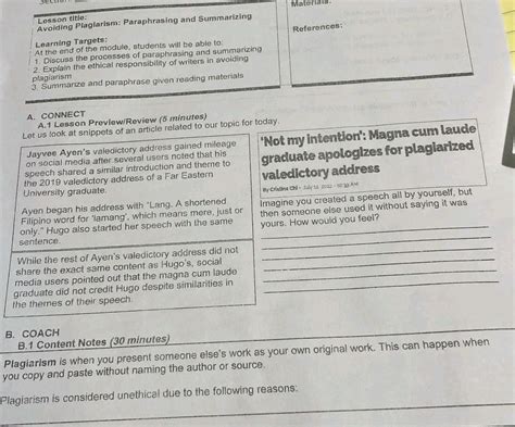 Lesson Title Avoiding Plagiarism Paraphrasing Studyx