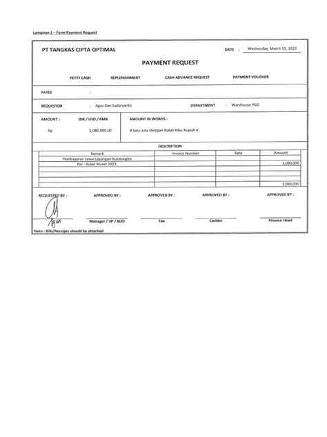 Payment Request Sewa Lapangan Bulutangkis Pdf