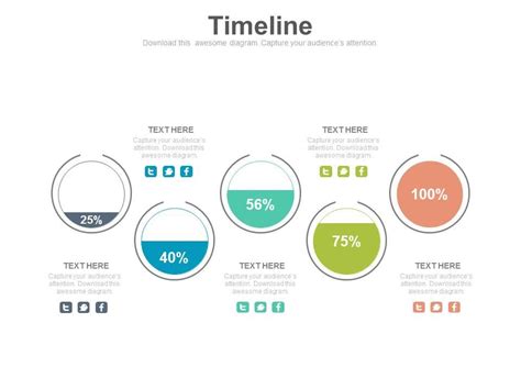 five staged percentage based timeline powerpoint slides powerpoint