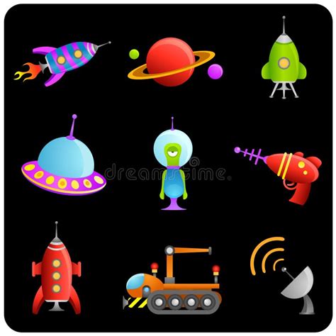 Space Elements Vector Set Stock Vector Illustration Of Monster 7956254