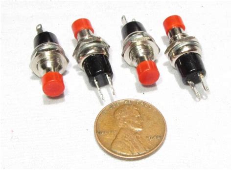 Pcs Mini Panel Mount Push Button Switches NO Momentary SPST Red A VAC EBay