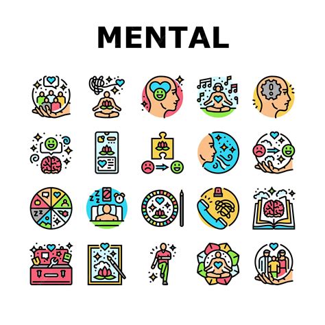 Premium Vector Mental Health People Care Mind Icons Set Vector