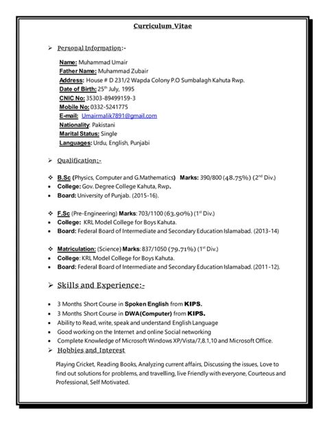 CV Format Sample DOCX
