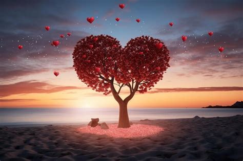 Premium Photo Heart Tree In The Field