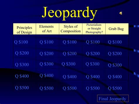 Jeopardy Power Point The Art Of Photography PPT
