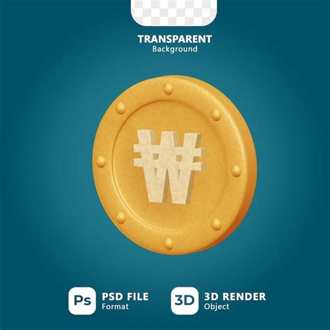Premium Psd Realistic 3d Korean Won Coin Money Design
