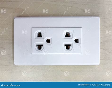 Closeup Electric Socket On Wooden Table Stock Image Image Of