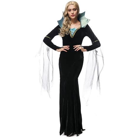 Free Shipping Black Vampiress Ladies Halloween Fancy Dress Womens