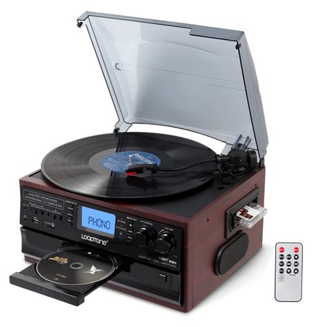 Looptone 10 In 1 Bluetooth Inout Record Player 3 Speed Vinyl Vintage Turntable Cd
