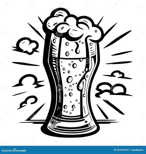 Glass Of Beer With Foam Hand Drawn Sketch Vector Illustration Cartoon