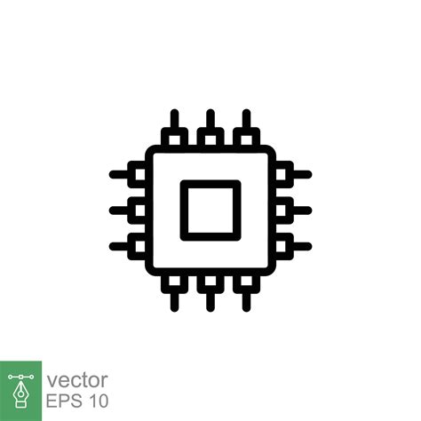 Icono De Microchip Estilo De Esquema Simple Procesador De Computadora Chip Logotipo De