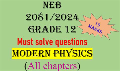 Must Solve Questions Modern Physics All Chapters Simplified Note