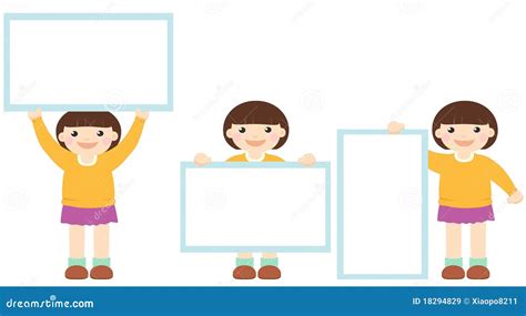 Girl Holding A Blank Sign Stock Vector Illustration Of Blank 18294829