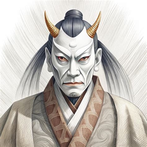 A Drawing Of A Man With A Dragon On His Face Premium Ai Generated Image