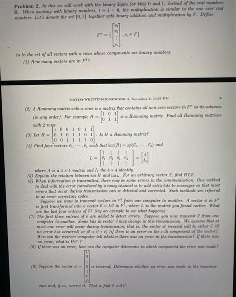 Solved Problem In This We Will Work With The Binary Chegg