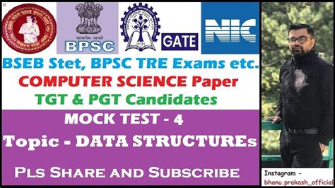 Computer Science Mcqs Mock 4 Re Uploaded Data Structure Tgt And Pgt
