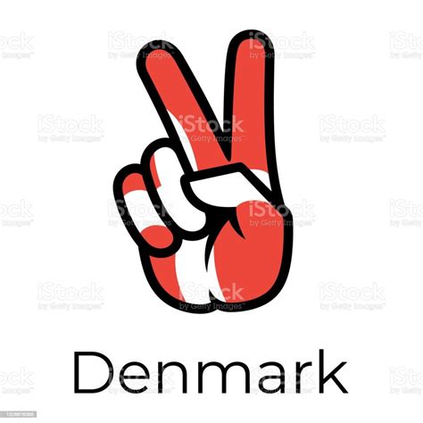 평화 표지판의 형태로 덴마크 국기 제스처 V 승리 기호 애국 기호 애플 리 케이 션에 대 한 아이콘 웹사이트 티셔츠 기념품 등