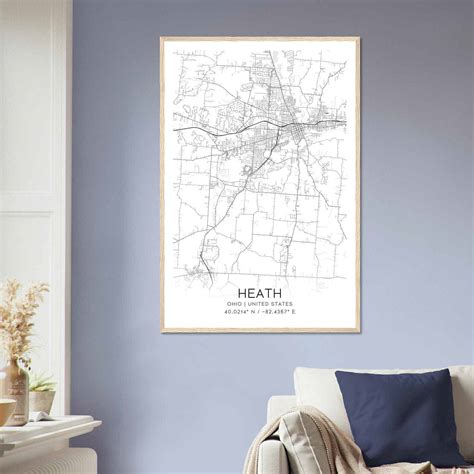 Heath Ohio Map Poster Modern Home Decor Wall Art Print Custom Maps And Posters